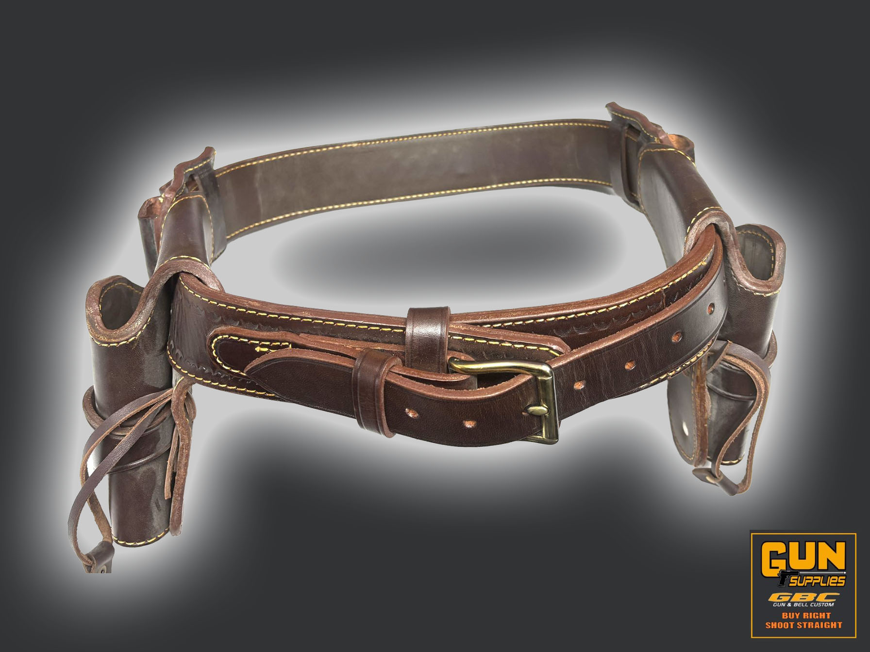 Double Custom Leather Holster Rig for 1911 Pistols Wild Bunch Style